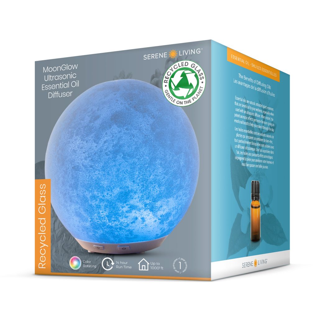 Moonglow sleek modern glass aroma diffuser with captivating color show ...