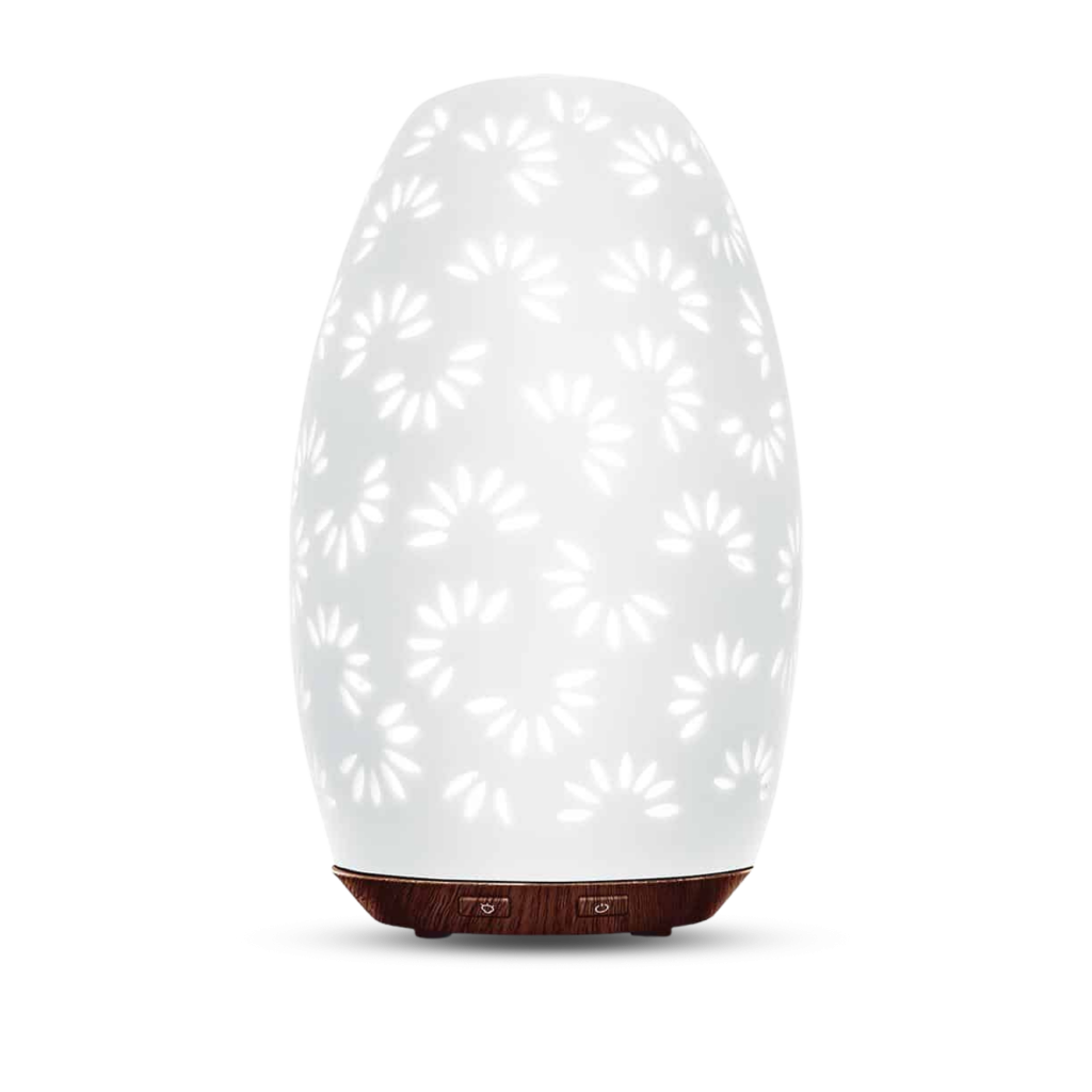 Daisy hand crafted ceramic aroma diffuser with ambient faux flame ...
